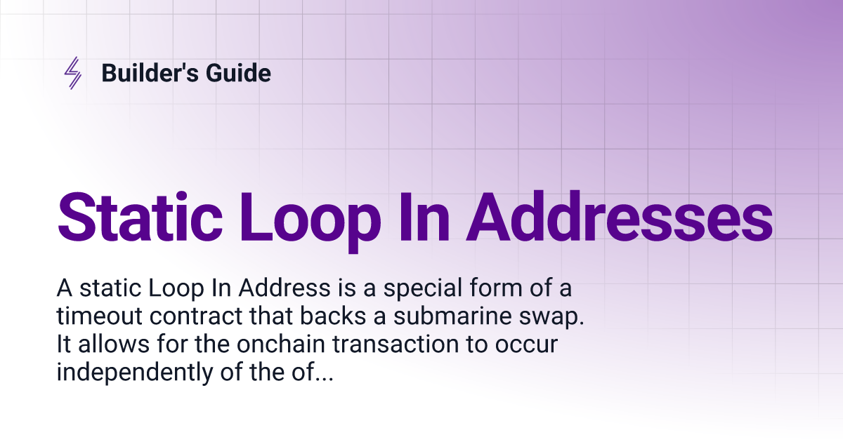 Static Loop In Addresses | Builder's Guide